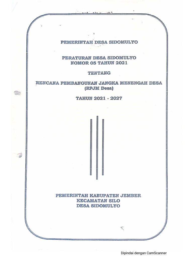 RPJM Desa Sidomulyo | PDF