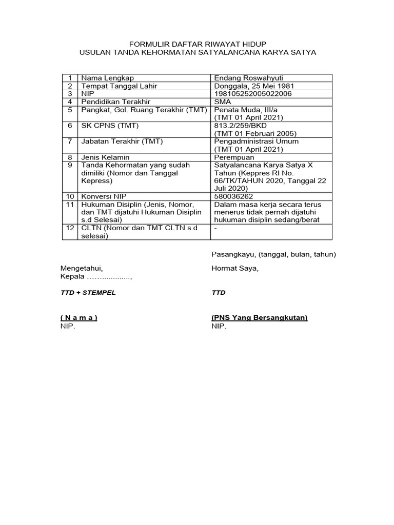 Contoh DRH | PDF