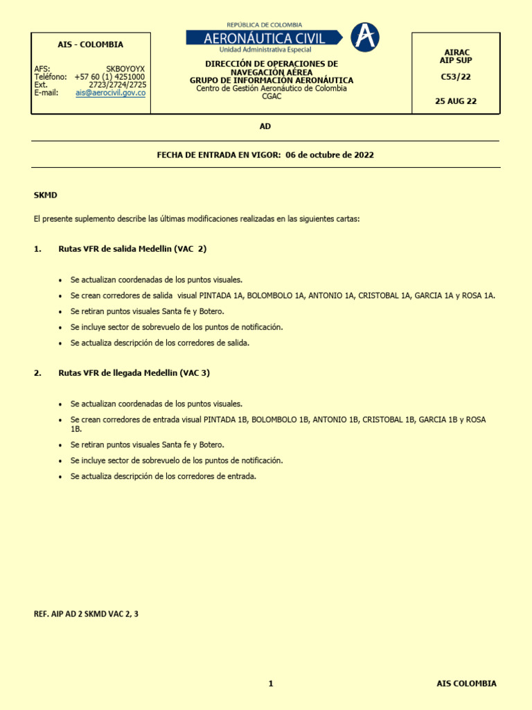 Aip Sup C53 2022 SKMD | PDF | Control de tráfico aéreo | Seguridad de ...