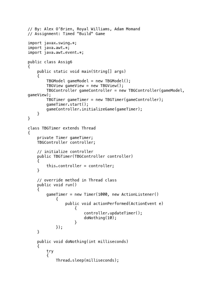 Timed Build Game Java Implementation | PDF