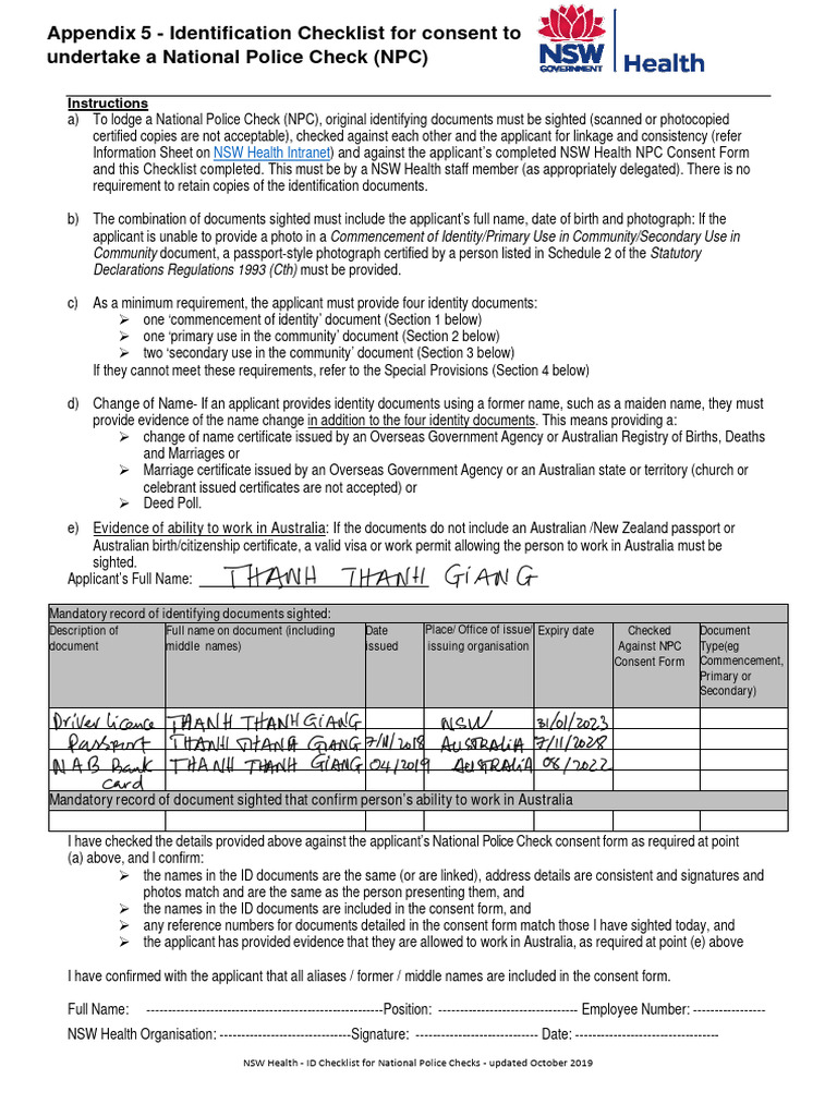 Appendix 5 - NPC Identification Checklist - Updated October 2019 | PDF ...