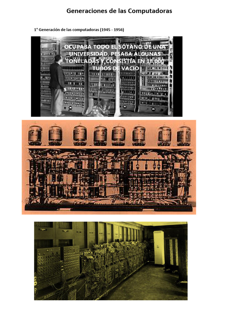 Generaciones de Las Computadoras 1 - 2 - 3 | PDF