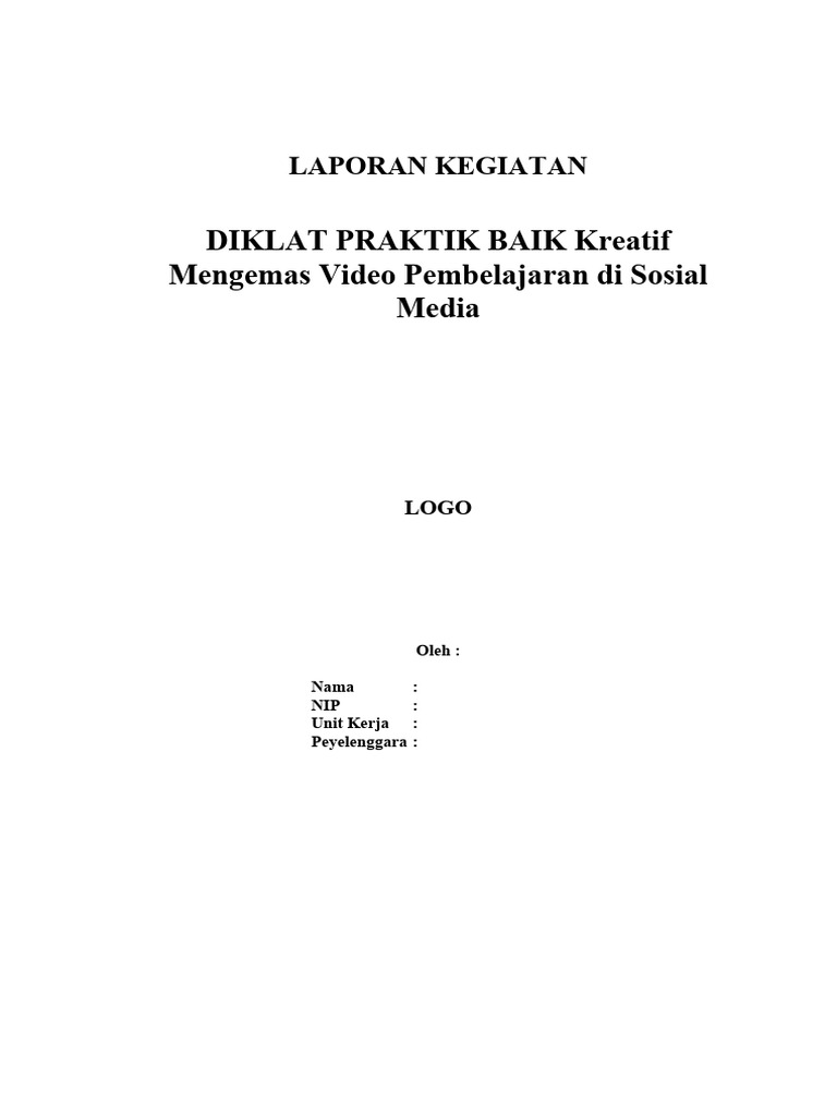 Contoh Laporan Kegiatan Diklat Praktik Baik | PDF