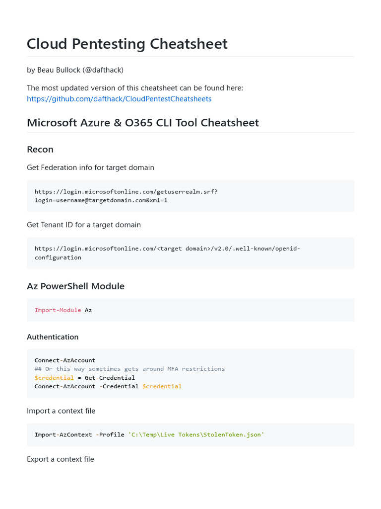 Cloud Pentesting CheatSheet -1 | PDF
