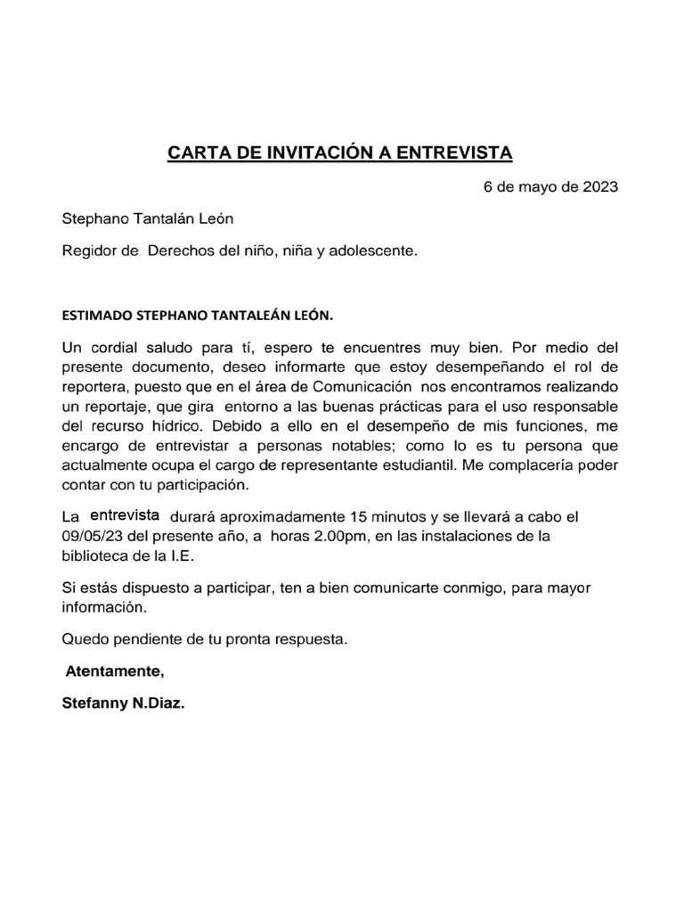 CARTA DE INVITACIÓN DE ENTREVISTA | PDF