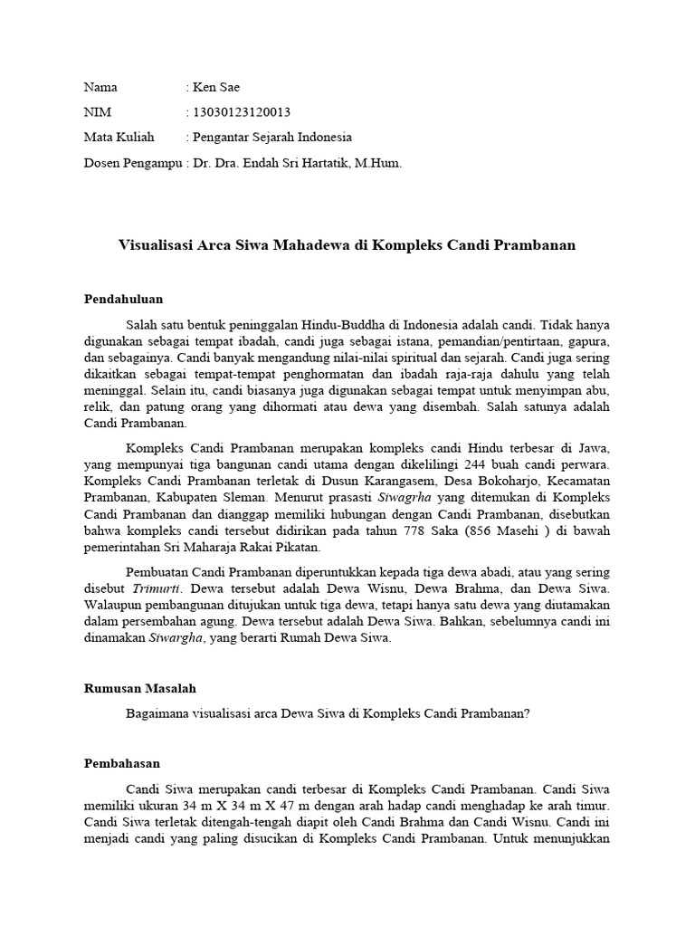 Visualisasi Arca Siwa Mahadewa Di Candi Prambanan | PDF