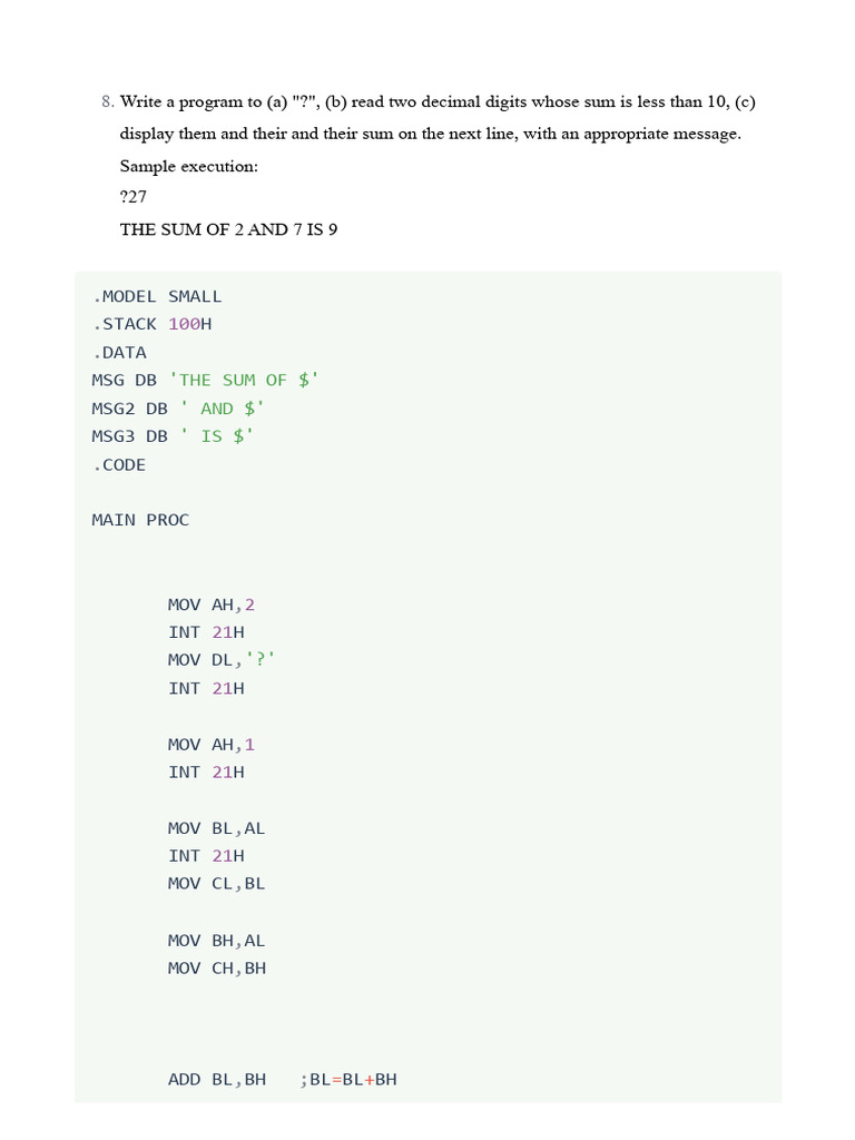 Assembly Language Problem Solve | PDF