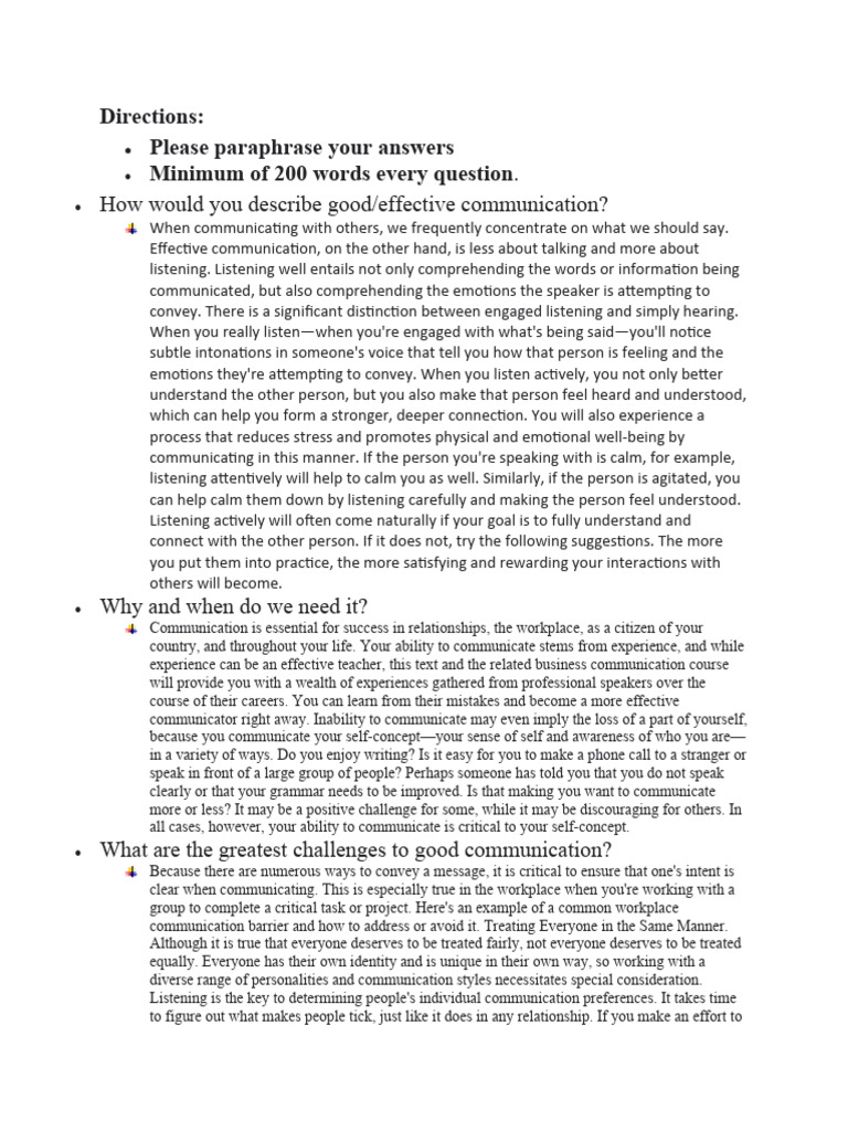GMRC Questions A | PDF | Communication | Self Concept