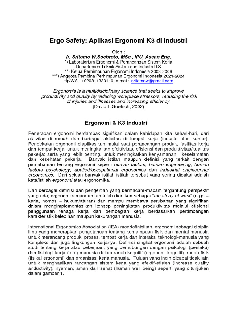 Ergonomi K3 2021 - Sritomo W.soebroto | PDF