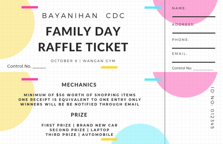 White Grid With Modern Abstract Shapes Raffle Ticket - 20230928 ...