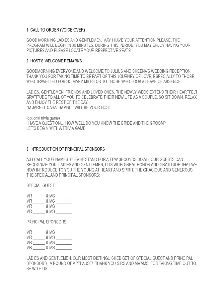 Wedding Program | PDF | Wedding | Social Conventions