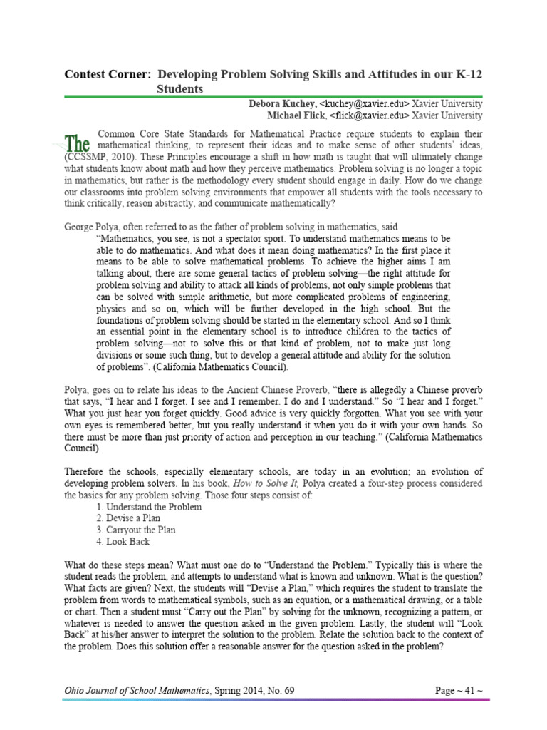 Developing Problem Solving Skills Attitudes-Article | PDF