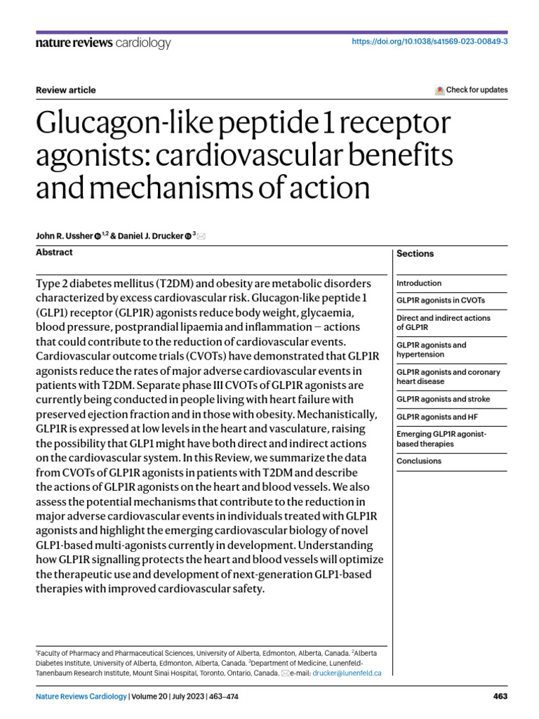 Glucagon Like Peptide 1 Eceptor Agonists Cardiovascular Bnefitis | PDF ...