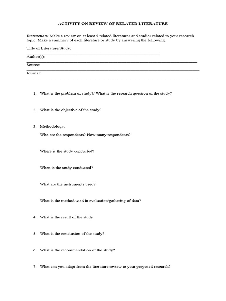 Activity On Review of Related Literature | PDF