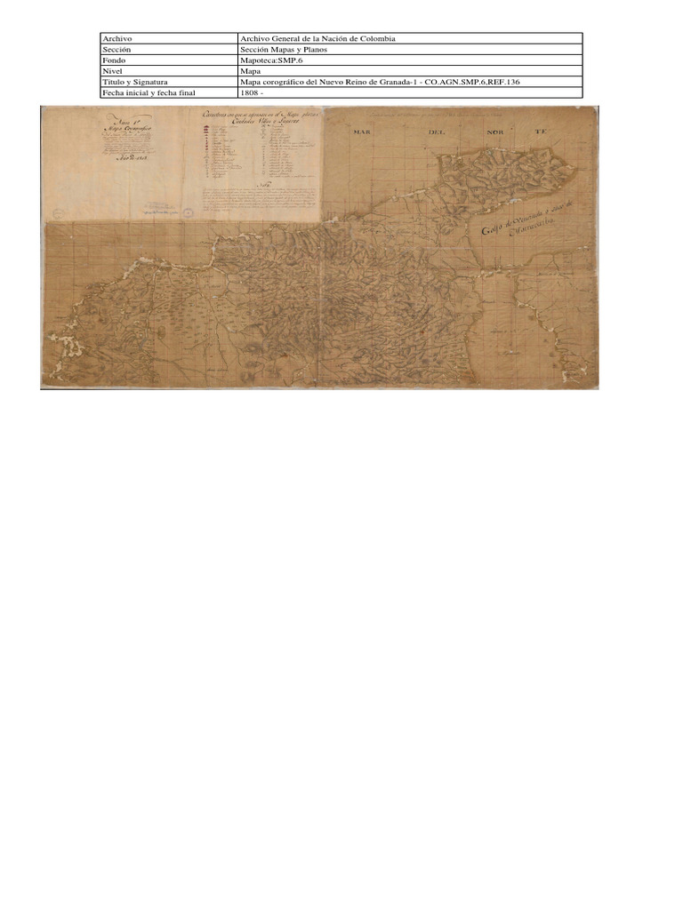 Mapa Corográfico Del Nuevo Reino de Granada-1 - CO - AGN.SMP.6, REF.136 ...