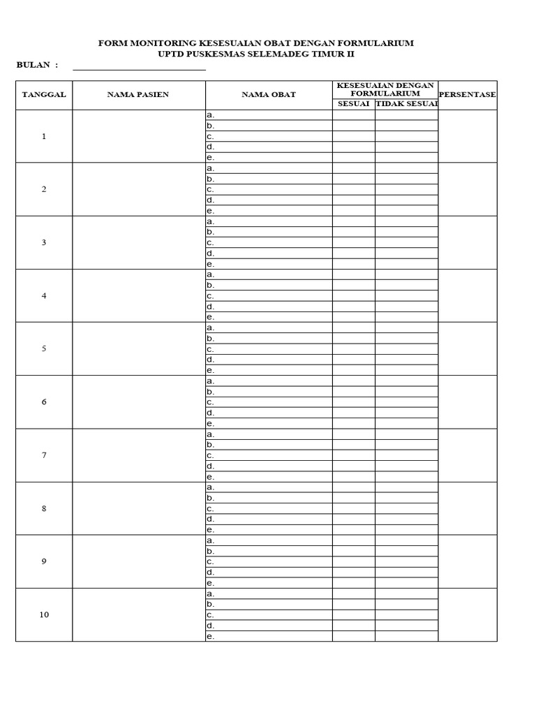 Form Kesesuaian Obat DGN Formularium | PDF