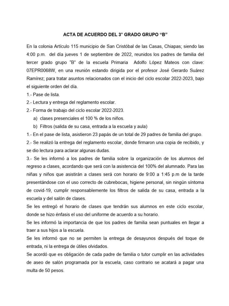 3 ° B Acta 2022 | PDF