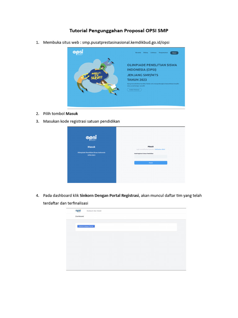 (SMP) Tutorial Pengunggahan Proposal OPSI SMP | PDF