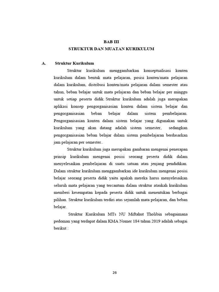 Bab Iii. Struktur Dan Muatan Kurikulum | PDF