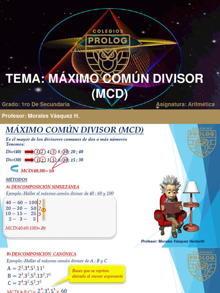 Máximo Común Divisor: Métodos y Ejemplos | PDF | Multiplicación ...