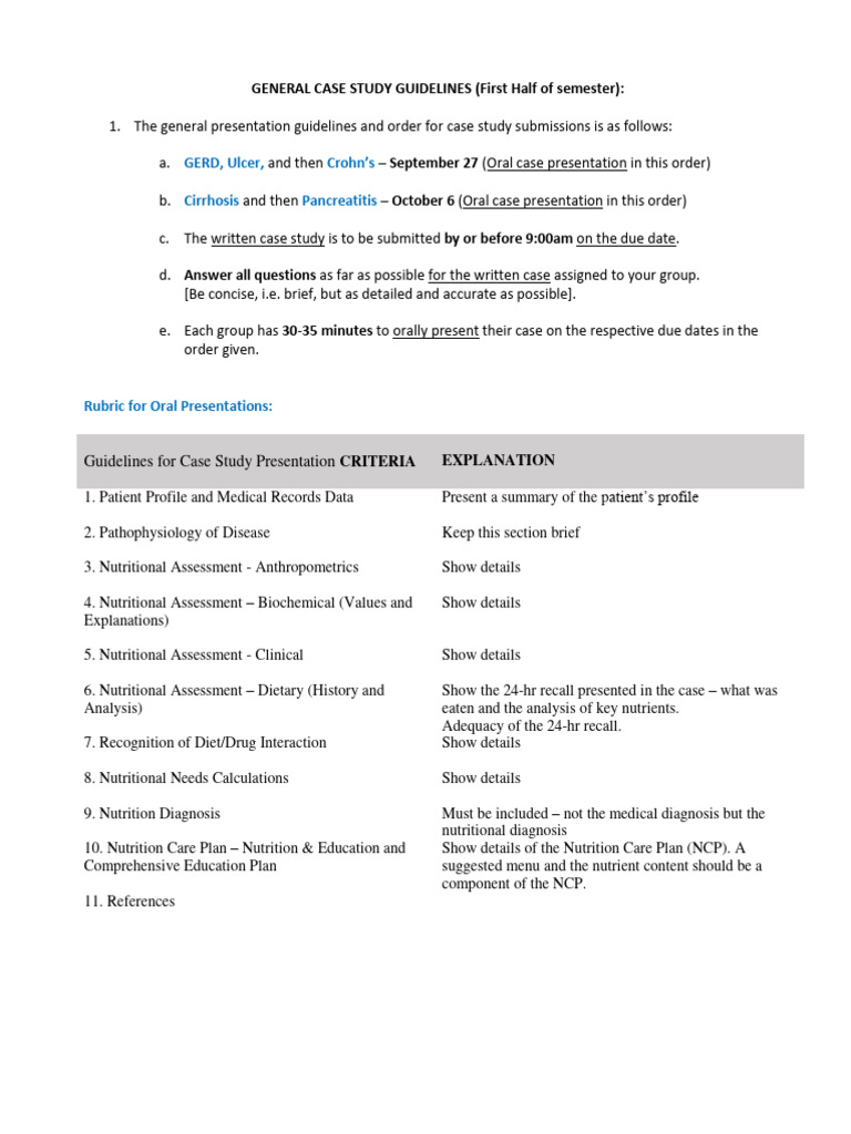 General Case Study Guidelines | PDF