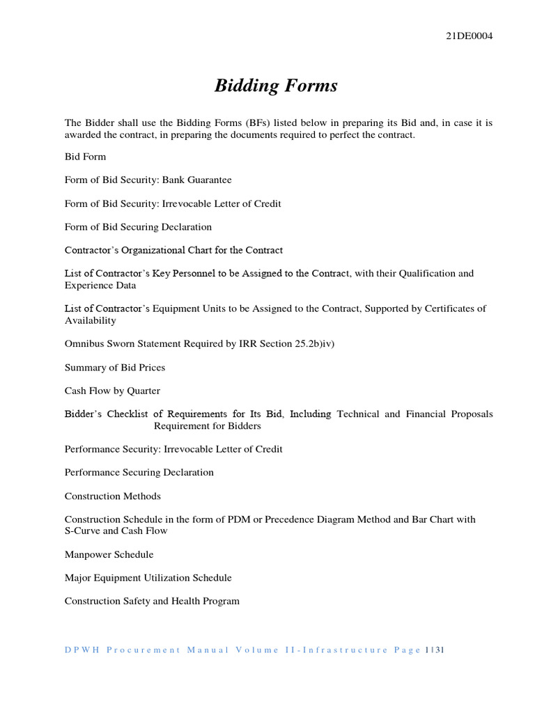 Bidding Forms DPWH | PDF