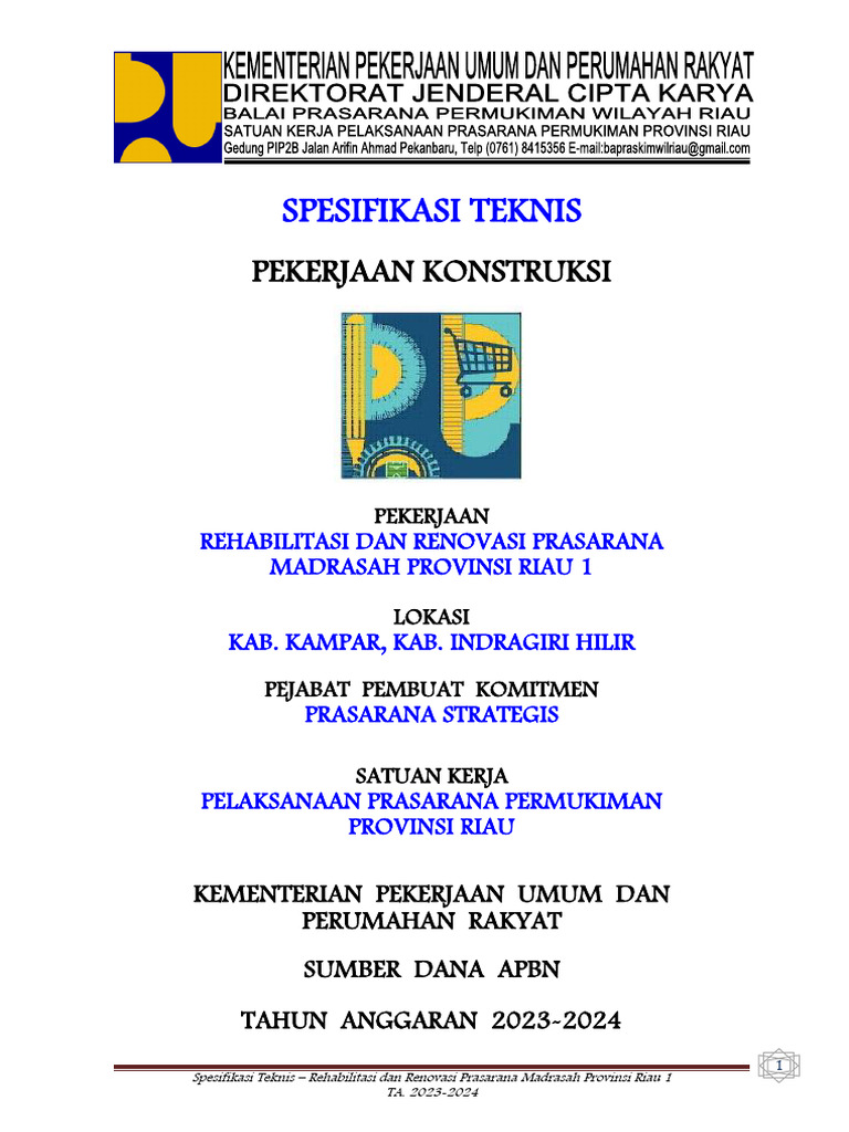 Spesifikasi Teknis (KAK), Daftar Personil, Daftar Peralatan, RKS (Full) - Review BP2JK - 11 ...