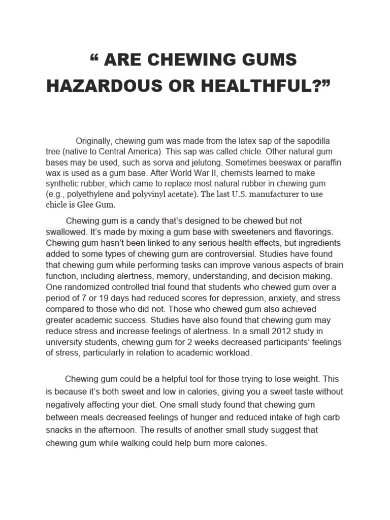 Chewing Gum: Health Benefits & Risks | PDF | Sugar Substitute | Food ...