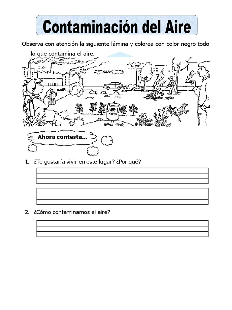 Ficha de Contaminacion Del Aire para Segundo de Primaria | PDF