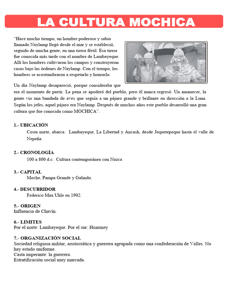 La Cultura Mochica para Tercero de Primaria | PDF