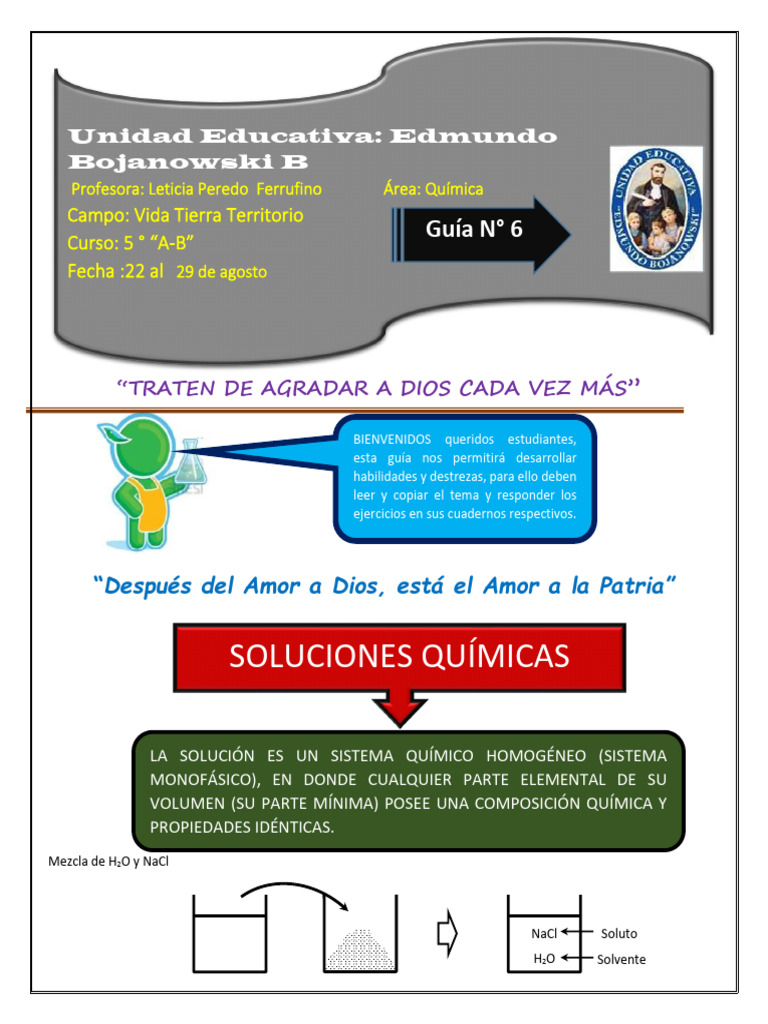 Guía #6 SOLUCIONES QUÍMICAS (UNIDADES QUÍMICAS) | PDF