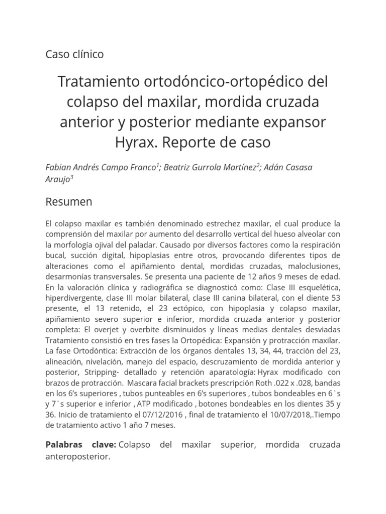 Articulo Colapso Maxilar | PDF | Ramas de Odontología | Anatomia dental