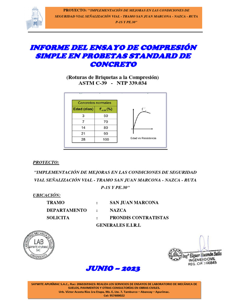 INF - Rotura Junio | PDF | Hormigón | Ingeniero civil