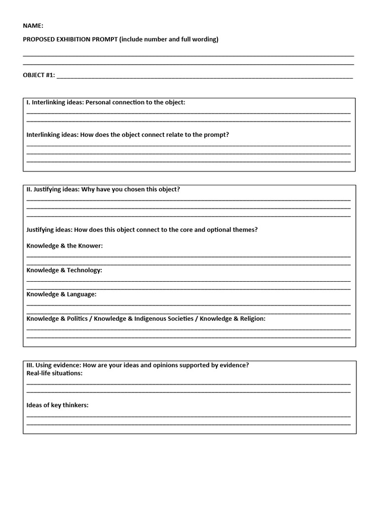 TOK Exhibition Planning | PDF