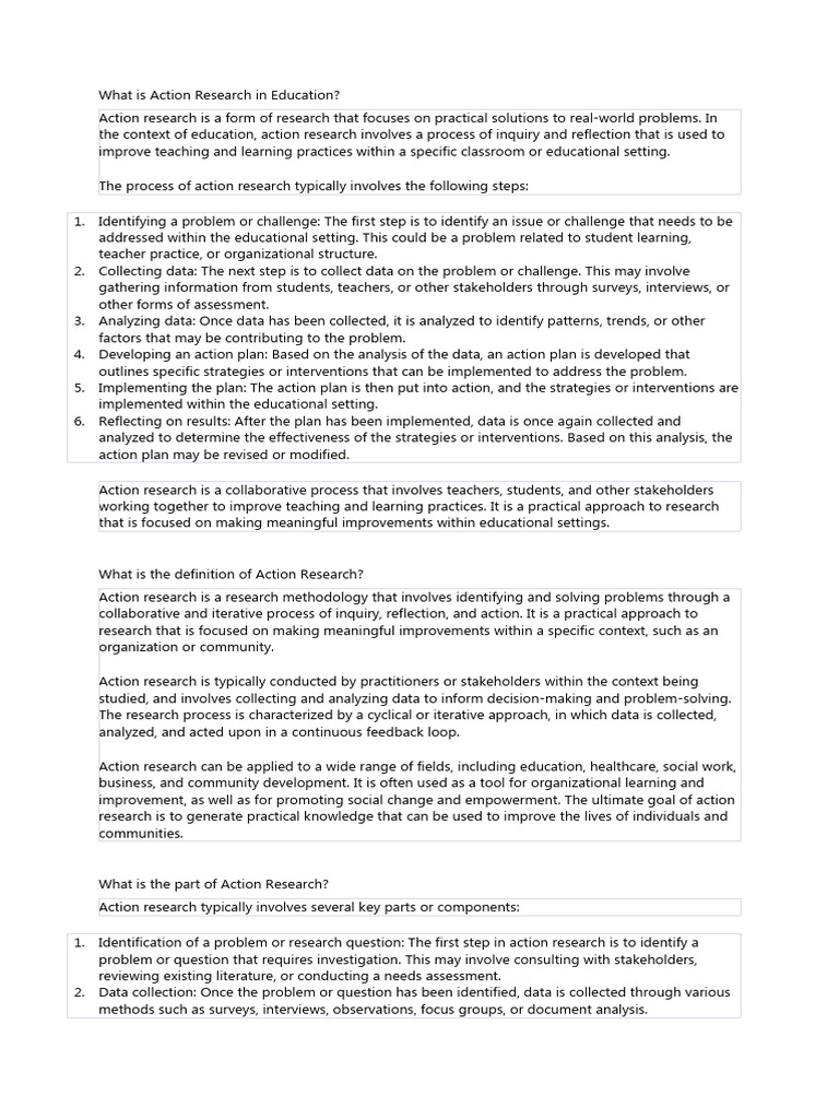 What Is Action Research in Education | PDF | Action Research | Methodology