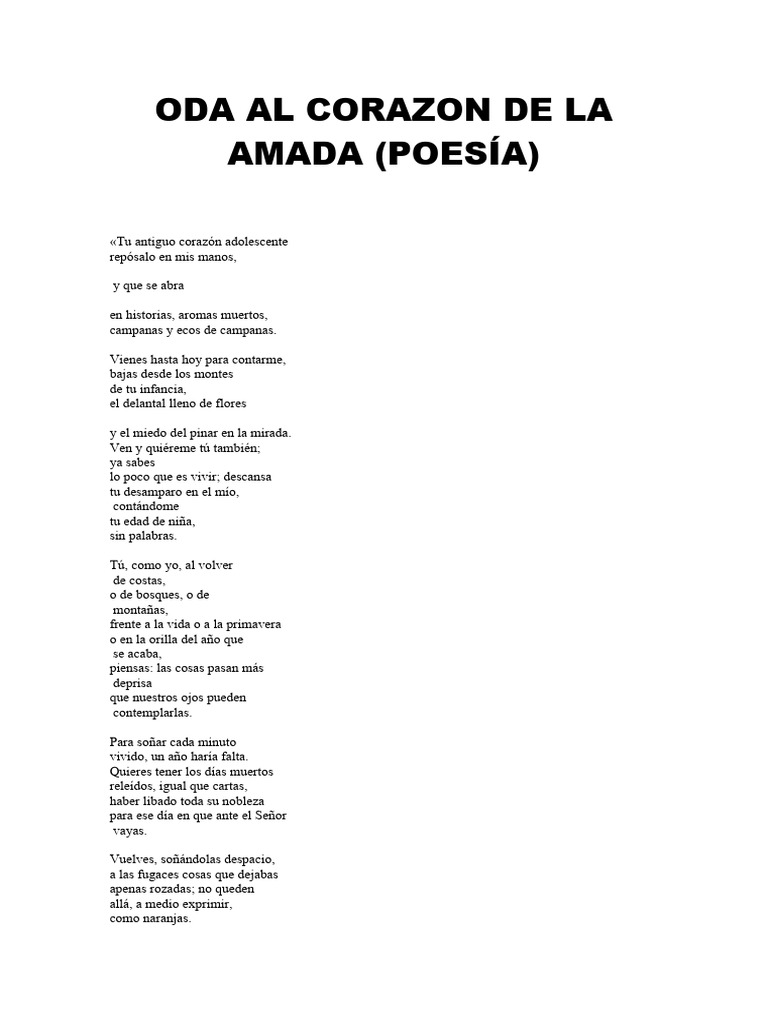 Oda Al Corazon de La Amada | PDF