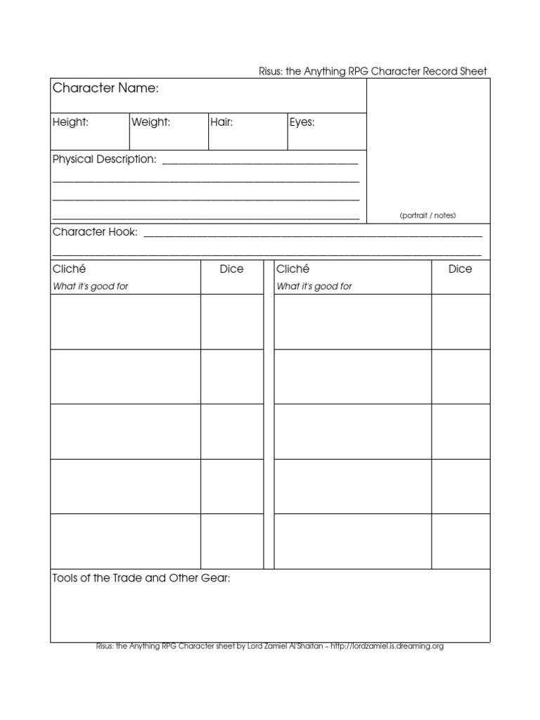 Risus Character Sheet | PDF