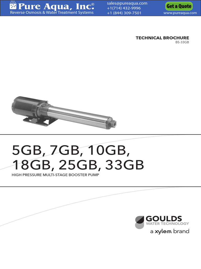 Goulds GB Booster Pump Series | PDF | Pump | Pipe (Fluid Conveyance)