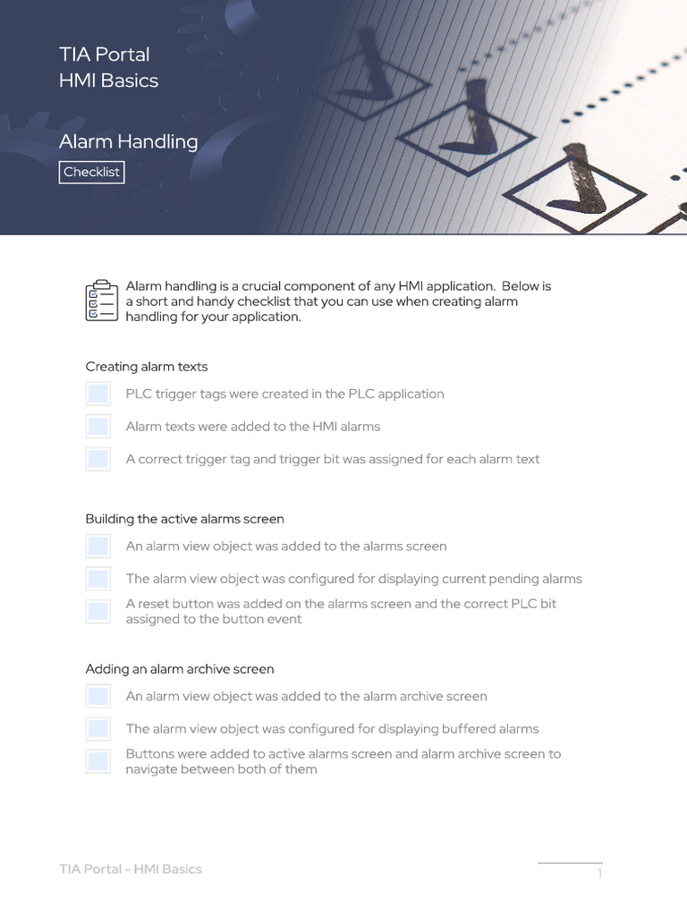 Alarm Handling Checklist PDF | PDF