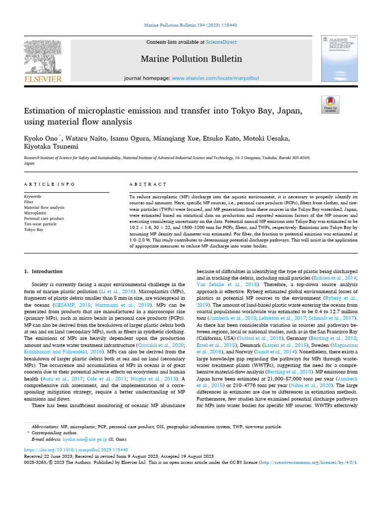 Ono 2023 MPB | PDF | Sewage Treatment | Air Pollution