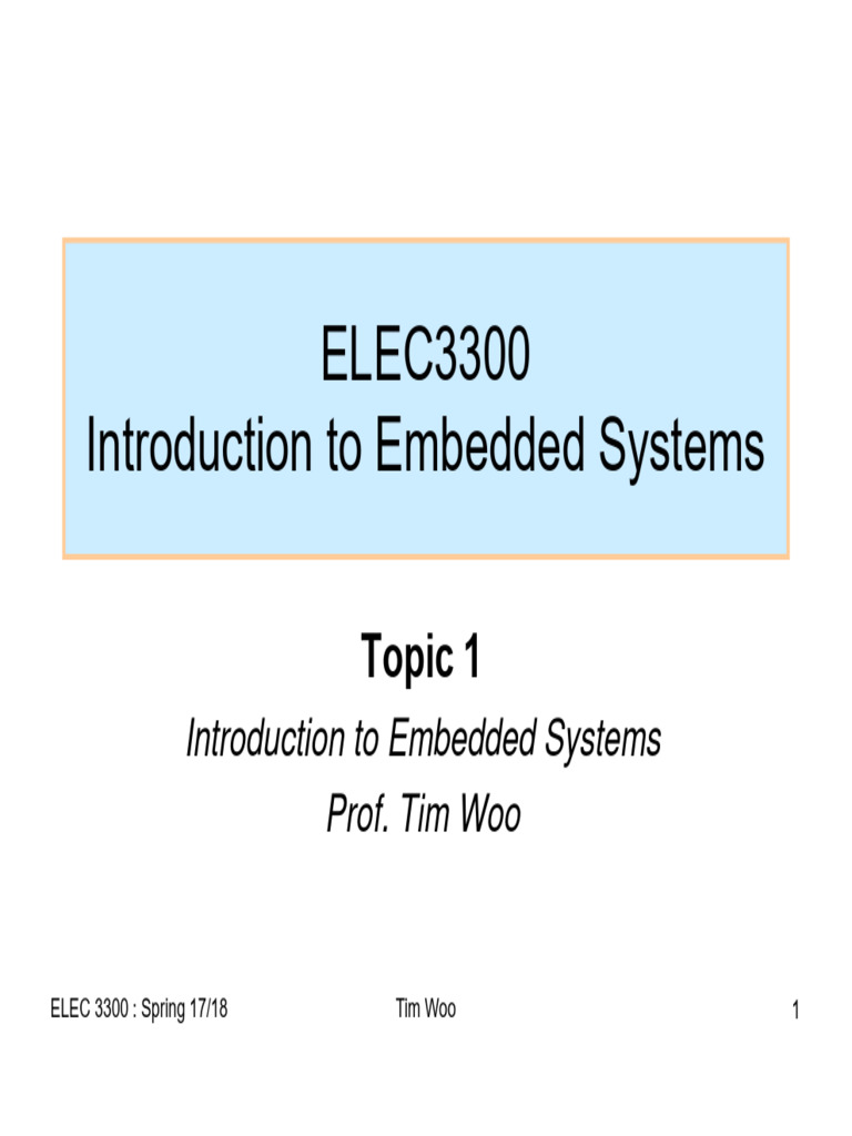 ELEC3300 - 01 Introduction To Embedded Systems | PDF ELEC3300 - 01 Introduction To Embedded Systems | PDF