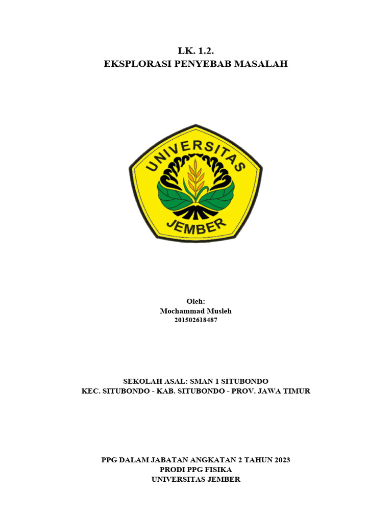 LK 1.2 Eksplorasi Penyebab Masalah - Mochammad Musleh | PDF