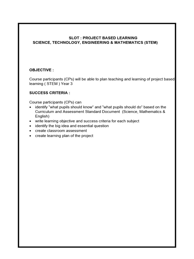 Project Based Learning (STEM) | PDF | Curriculum | Subject (Grammar)