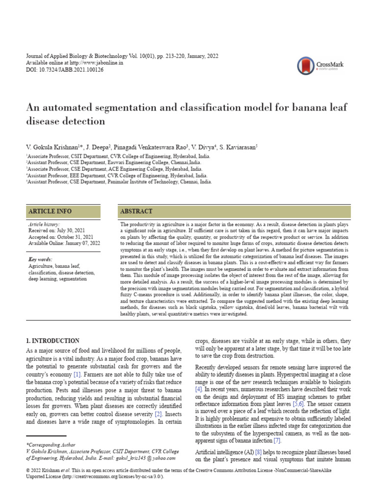 Banana PDF | PDF | Deep Learning | Image Segmentation