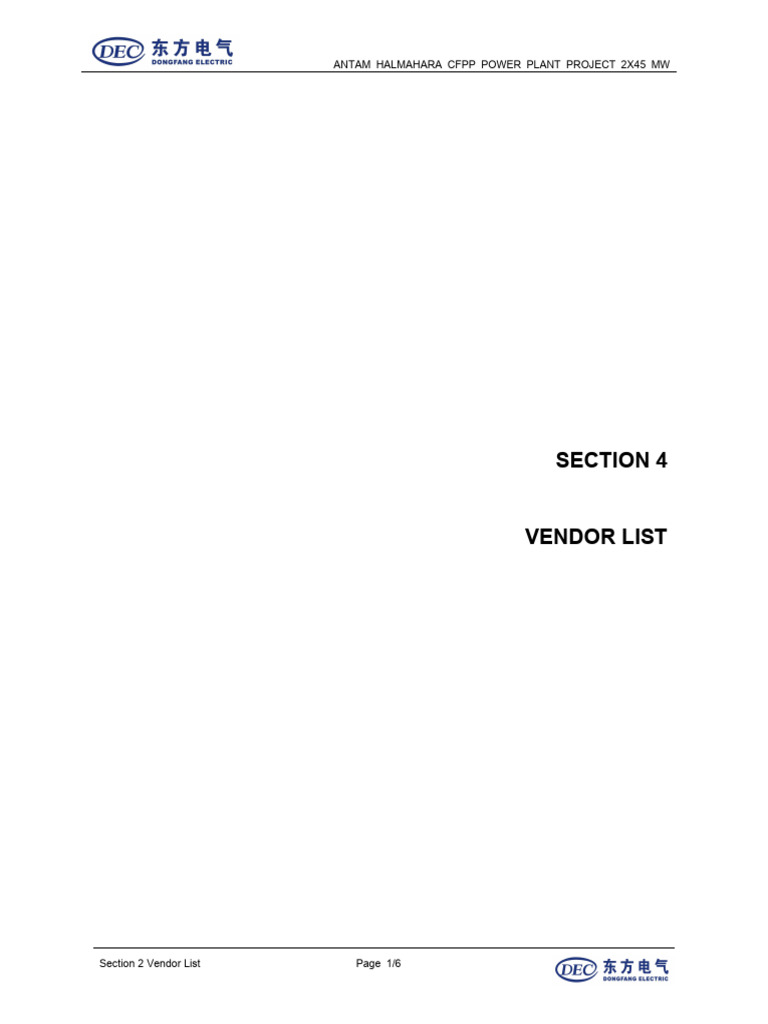 Antam Halmahera CFPP Vendor List | PDF