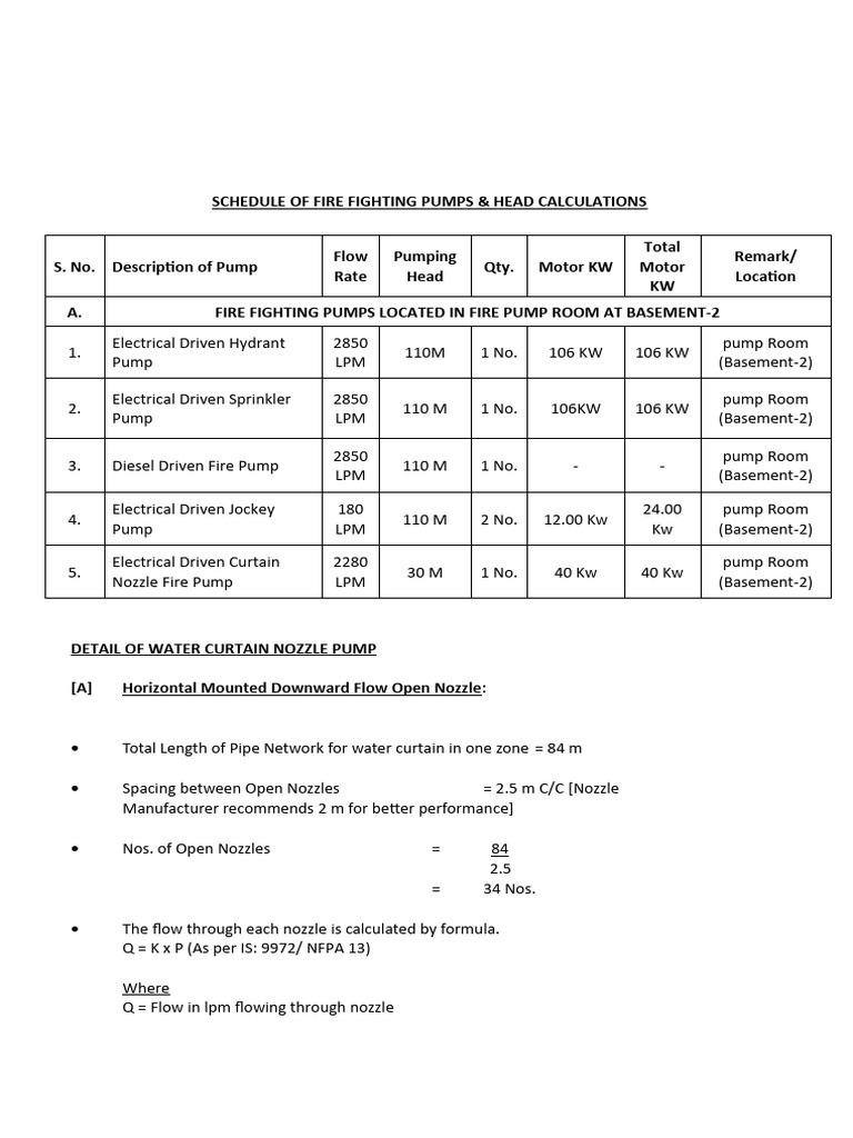 Pdfcoffee.com Fire Pump Head Calculation PDF Free | PDF