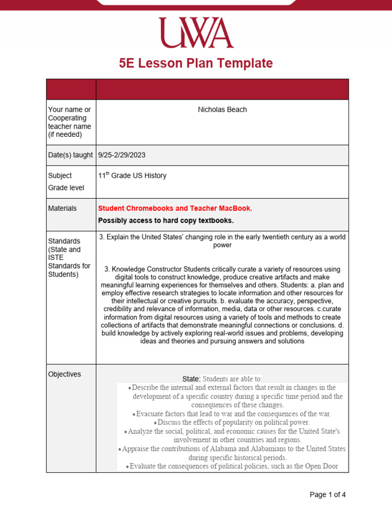 Beach Ed508-5e-Lesson-Plan-Template | PDF