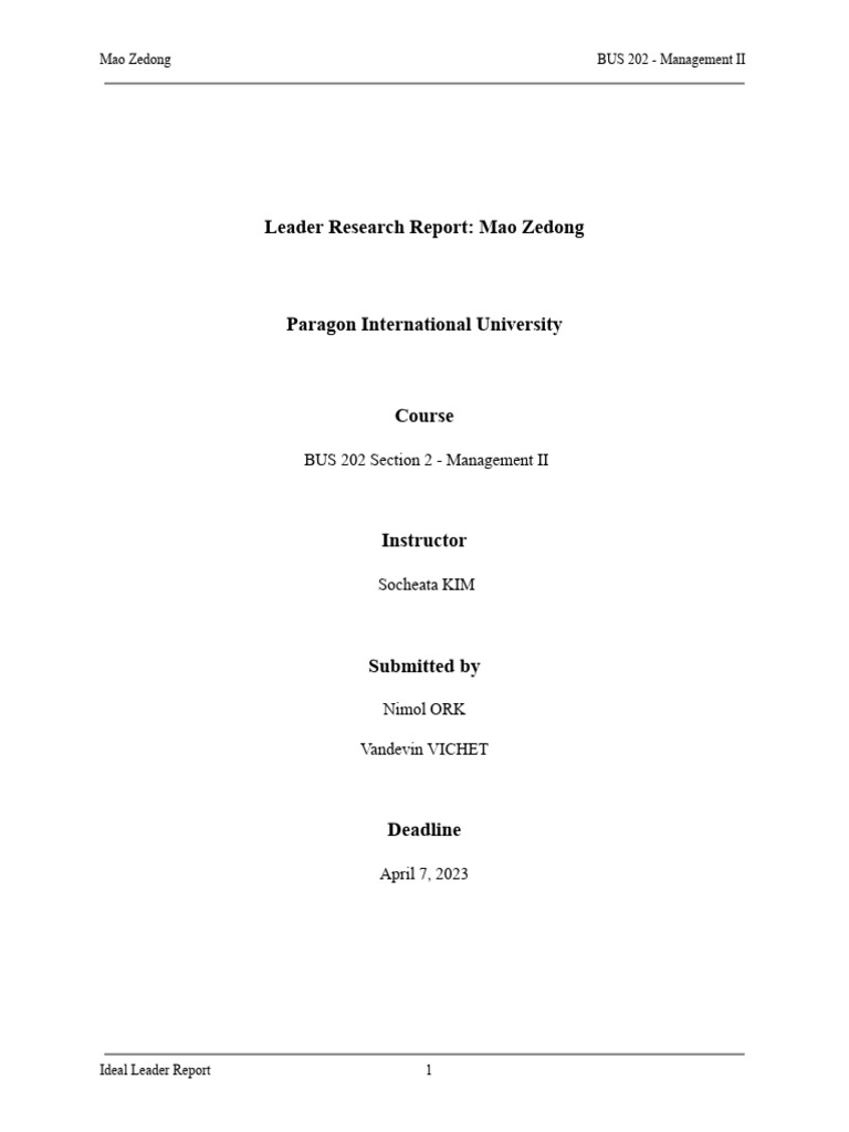 Mao Zedong - Nimol ORK & Vandevin VICHET | PDF