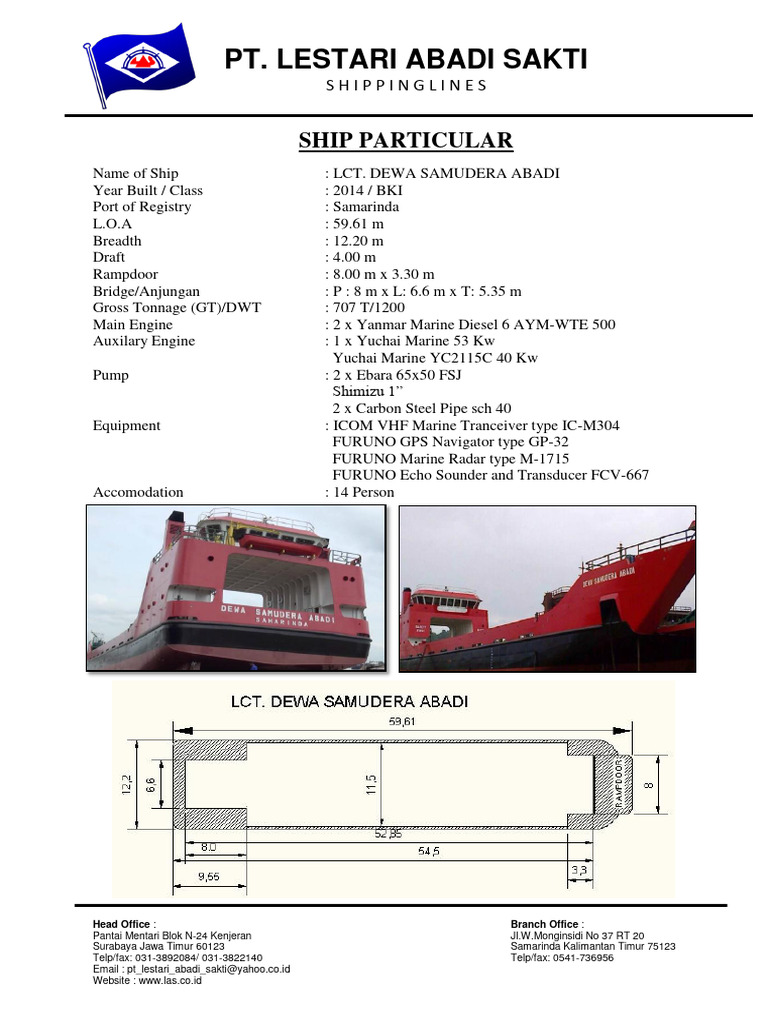 SHIP_PARTICULAR_LCT._DEWA_SAMUDERA_ABADI__UPDATE_2015 | PDF