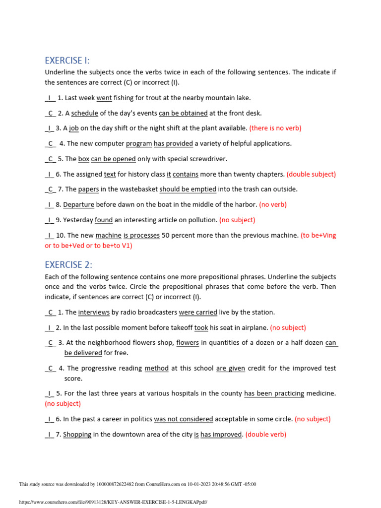 Key Answer Exercise 1 5 Lengkap.pdf | PDF